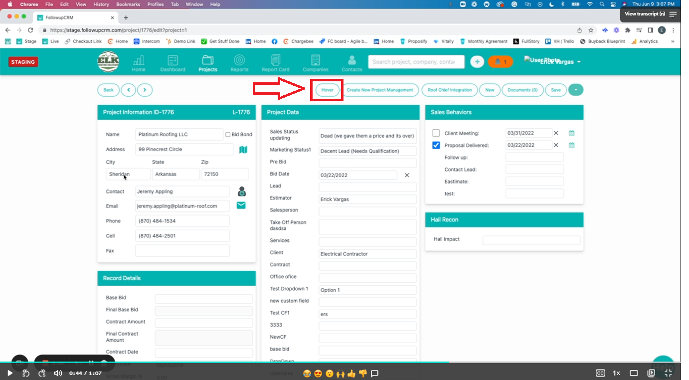 HOVER Integration Setup
