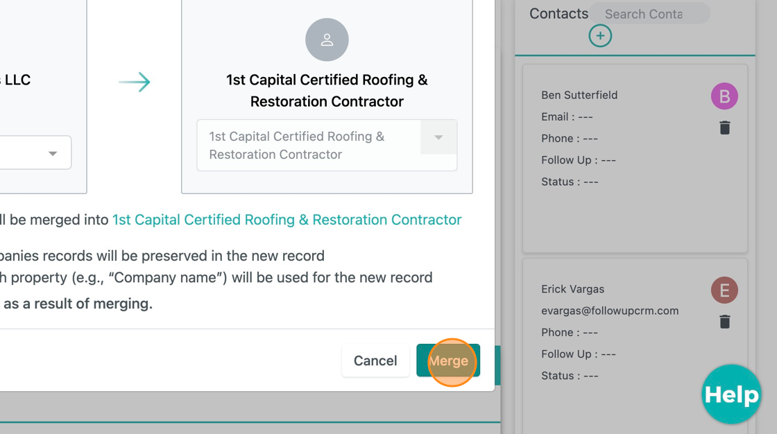How to merge Companies or Contacts in FollowUp CRM
